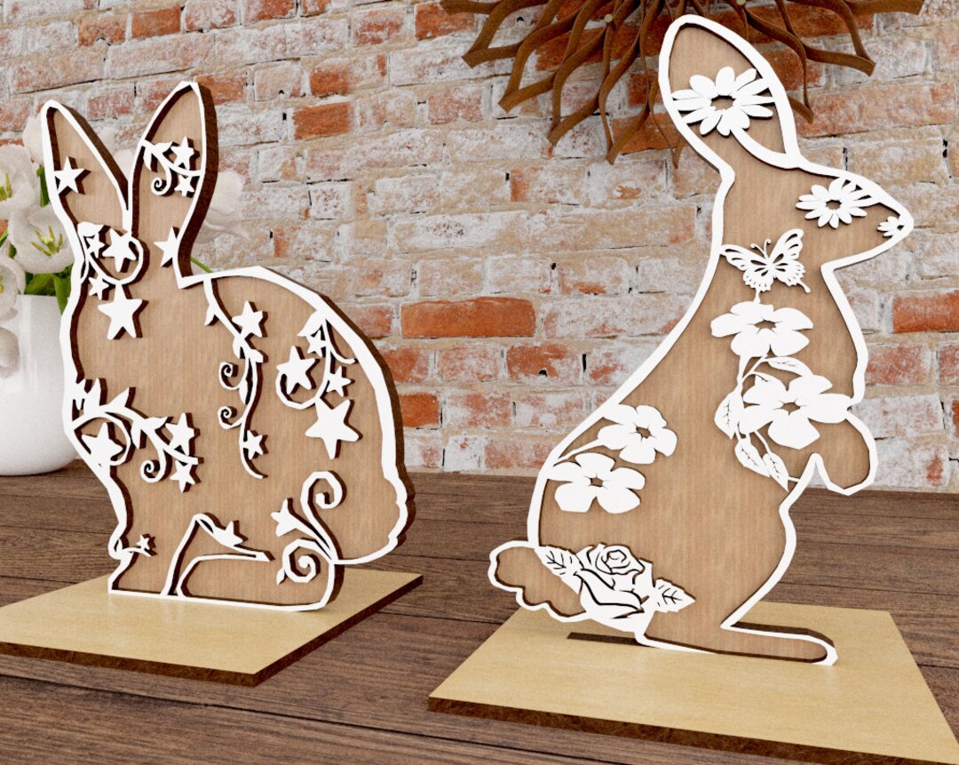 EASTER Laser Cut File Rabbits | 2 Easter Cutting Files | Cricut Svg for ...