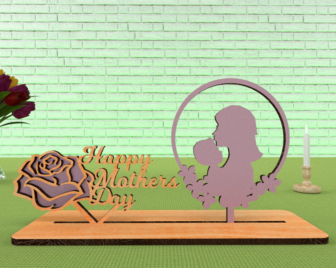 Mom Day Laser Cut File Wood Mum Day T From Daughter And Son