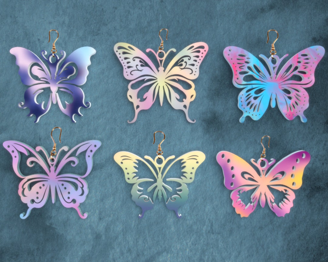 Butterfly Earrings Laser Cut Files: Glowforge Jewelry Design (digital ...