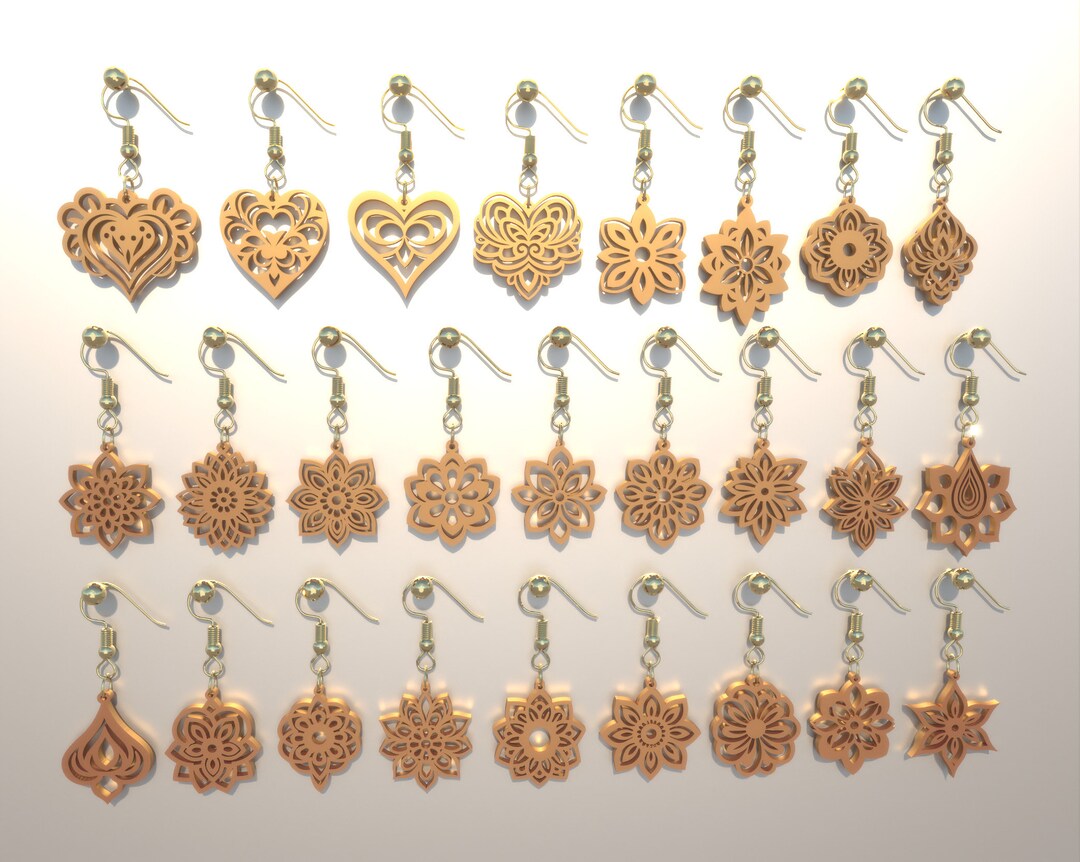 Earrings Template Laser Cut Files: 26 Earring Designs (digital Download ...