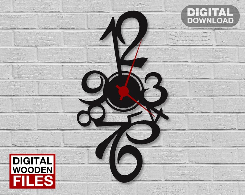 Wooden Modern Wall Clock Numbers Clock Laser Cut Home - Etsy