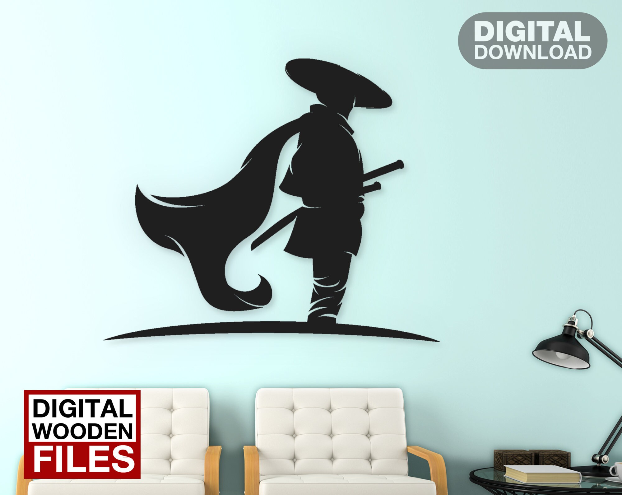 Samurai Laser Cut Svg Dxf Files Wall Sticker Engraving Decal - Etsy UK