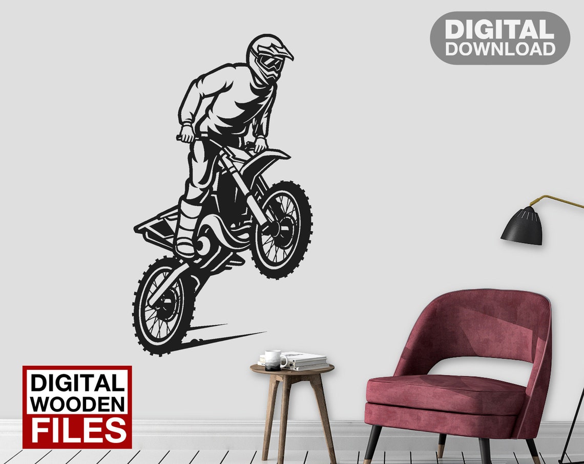 Motocross Motorcycle Wall Art Svg Dxf EPS AI and PDF Files. | Etsy
