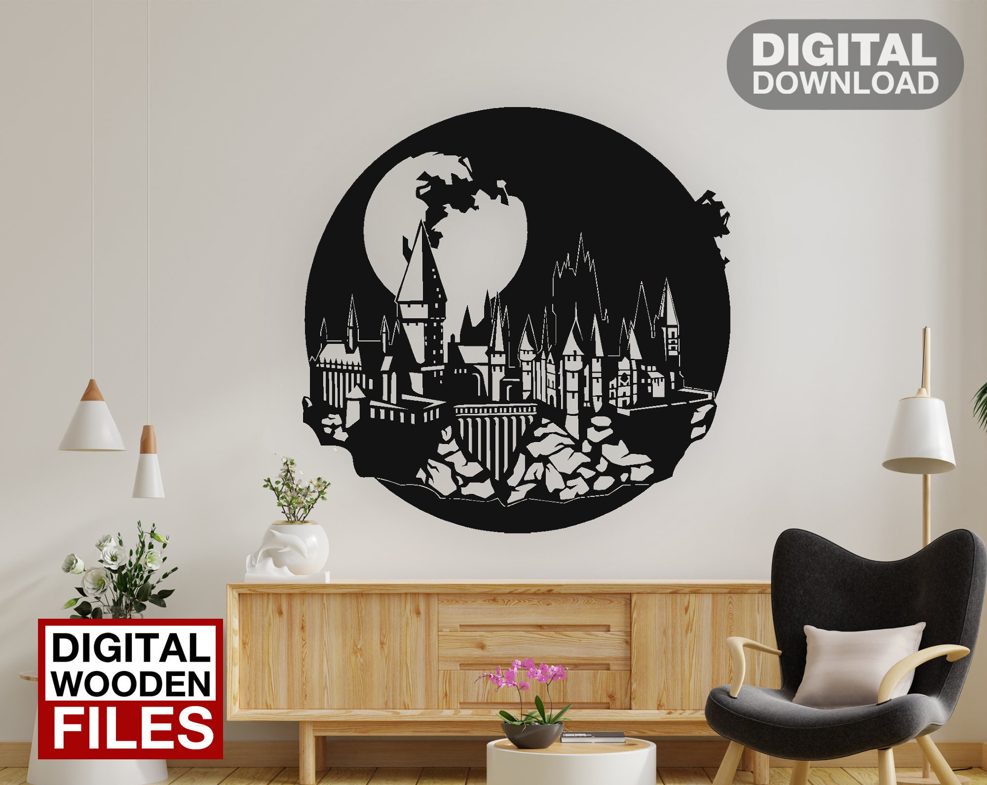 Hogwarts Castle Design Laser Cut Svg Dxf Files Wall Sticker - Etsy UK