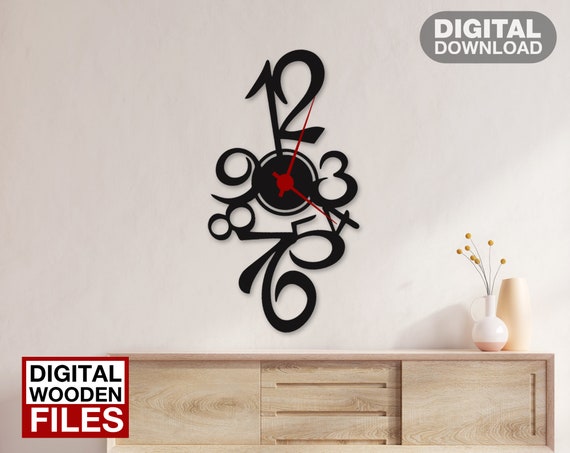 Wooden Modern Wall Clock Numbers Clock Laser Cut Home - Etsy