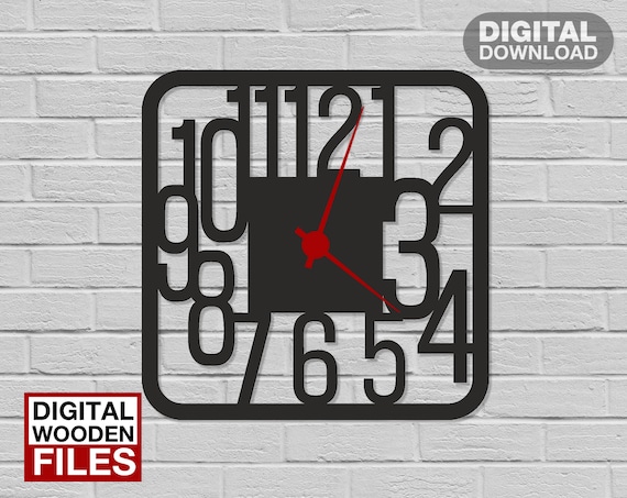 Wooden Modern Wall Clock Numbers Clock Laser Cut Home - Etsy