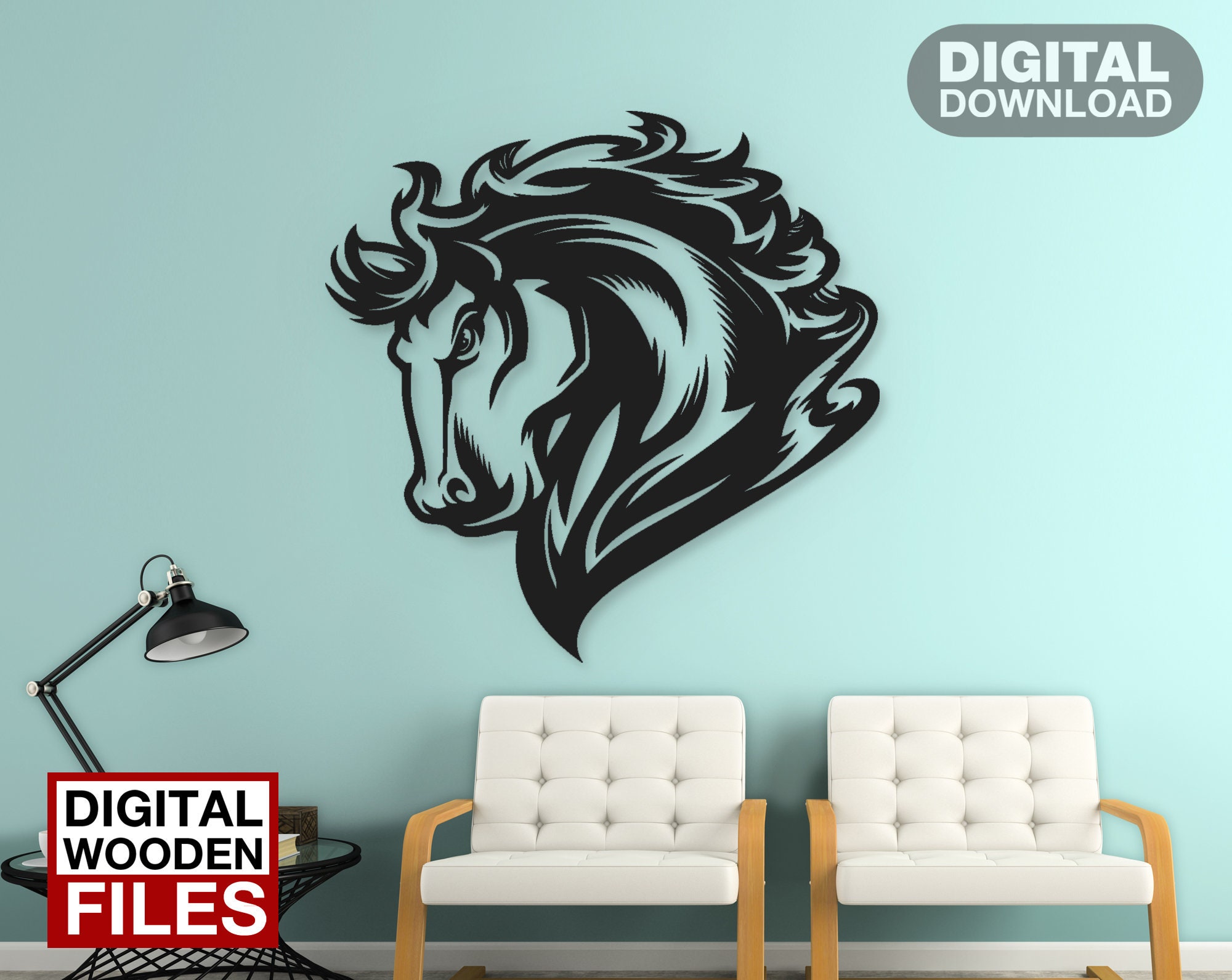 Angry Horse Laser Cut Svg Dxf Files Wall Sticker Engraving - Etsy