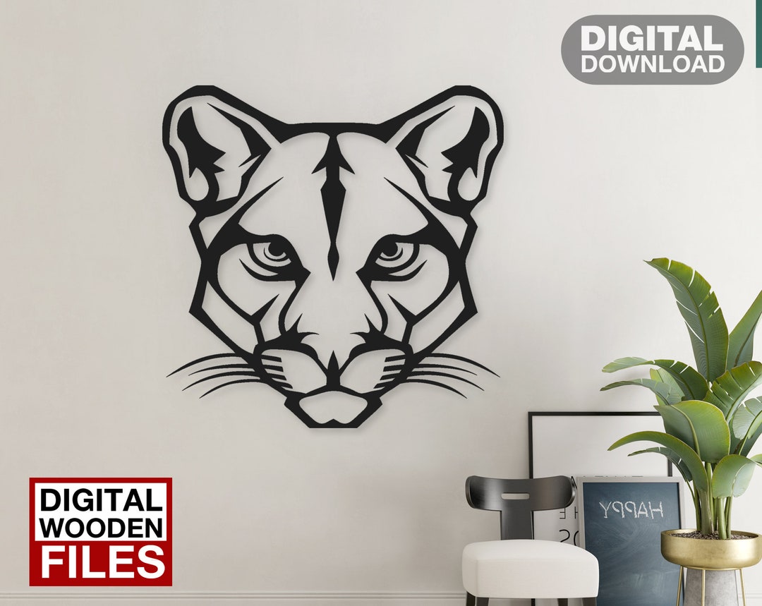 Puma corte láser svg dxf archivos etiqueta de la pared grabado ...