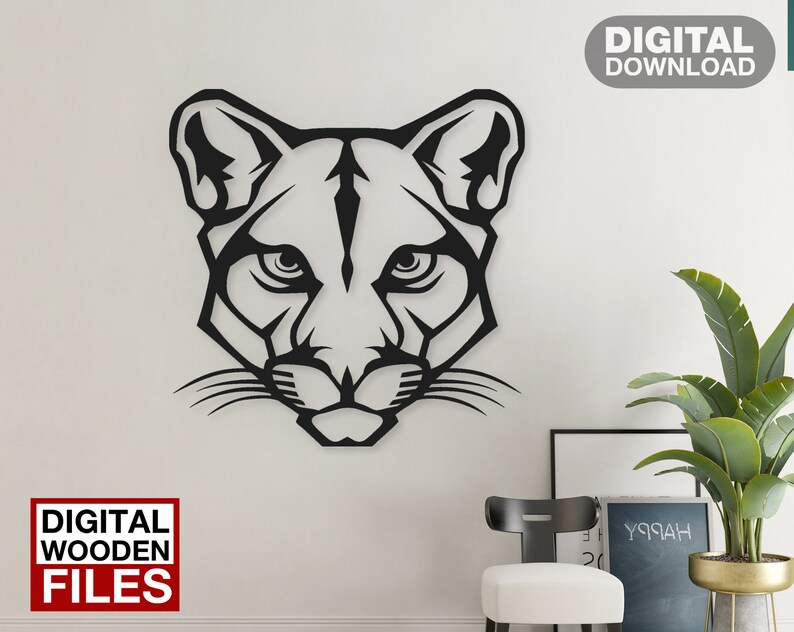 Puma Laser Cut Svg Dxf Files Wall Sticker Engraving Decal - Etsy
