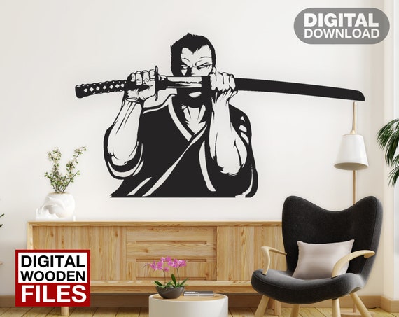 Samurai Sword Wall Decor Laser Cut Svg Files Sticker Engraving - Etsy