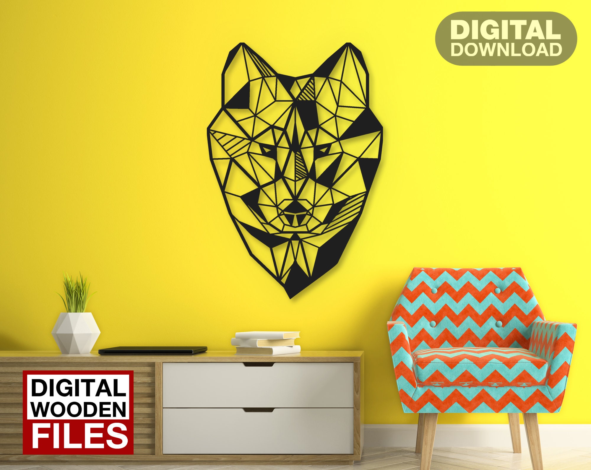 Wolf laser cut svg dxf files wall sticker engraving decal | Etsy