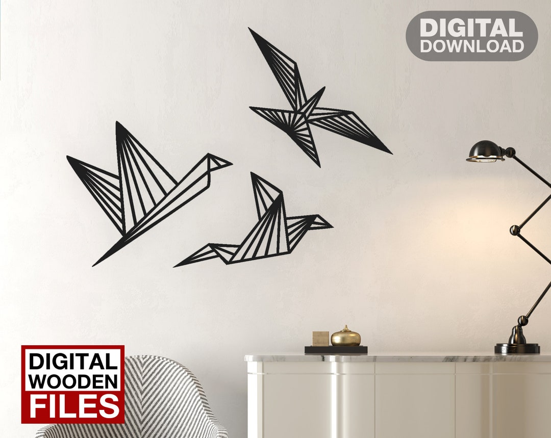 Origami Birds Laser Cut Svg Dxf Files Wall Sticker Engraving Decal ...