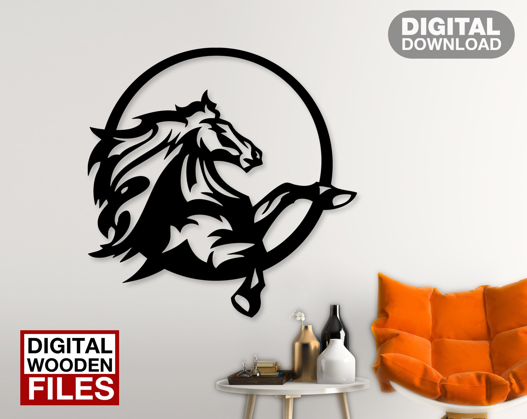 Horse Frame Laser Cut Svg Dxf Files Wall Sticker Engraving - Etsy