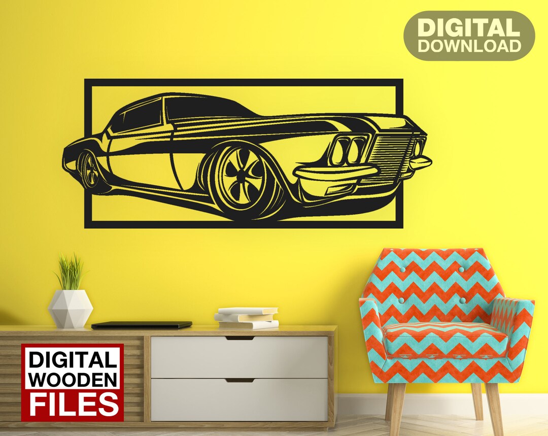 Classic Car 2 Laser Cut Svg Dxf Files Wall Sticker Engraving Decal ...