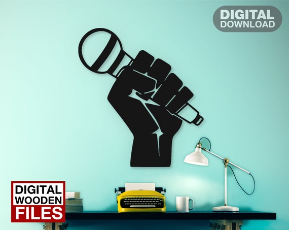 Microphone Music Laser Cut Svg Dxf Files Wall Sticker - Etsy