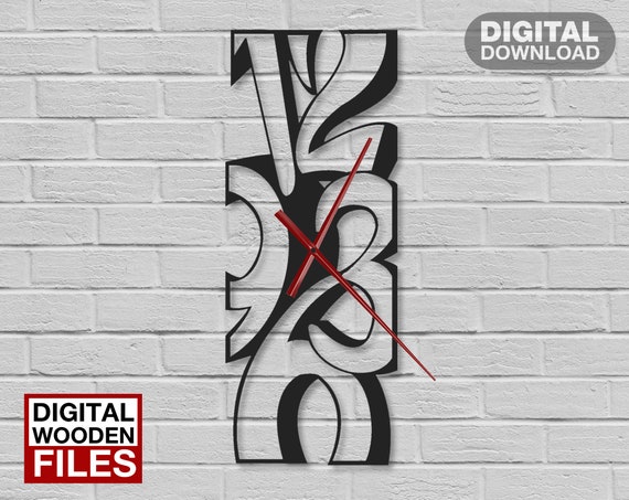 Wooden Modern Wall Clock Geometric Clock Laser Cut Home - Etsy