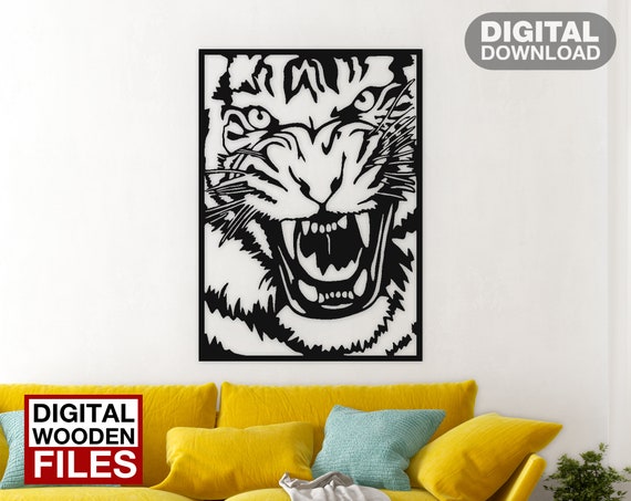 Angry Tiger Laser Cut Svg Dxf Pdf Files Wall Sticker Engraving | Etsy ...