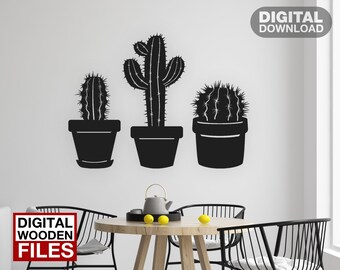 Cactus Design Laser Cut Svg Dxf Files Wall Sticker Engraving Decal ...