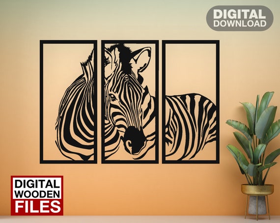 Zebra 2 Laser Cut Svg Dxf Files Wall Sticker Engraving Decal | Etsy