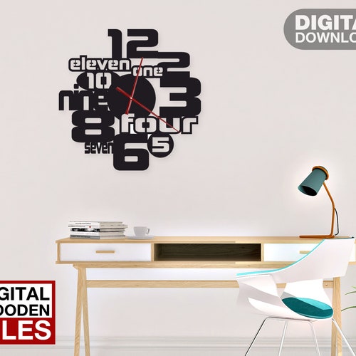 2 Minimalist Wall Clock Templates Digital Vector Files Svg Dxf - Etsy