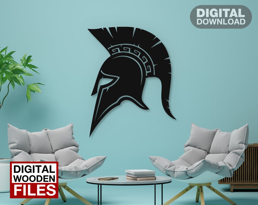 Spartan Warrior Helmet Laser Cut Svg Dxf Files Wall Sticker Engraving ...