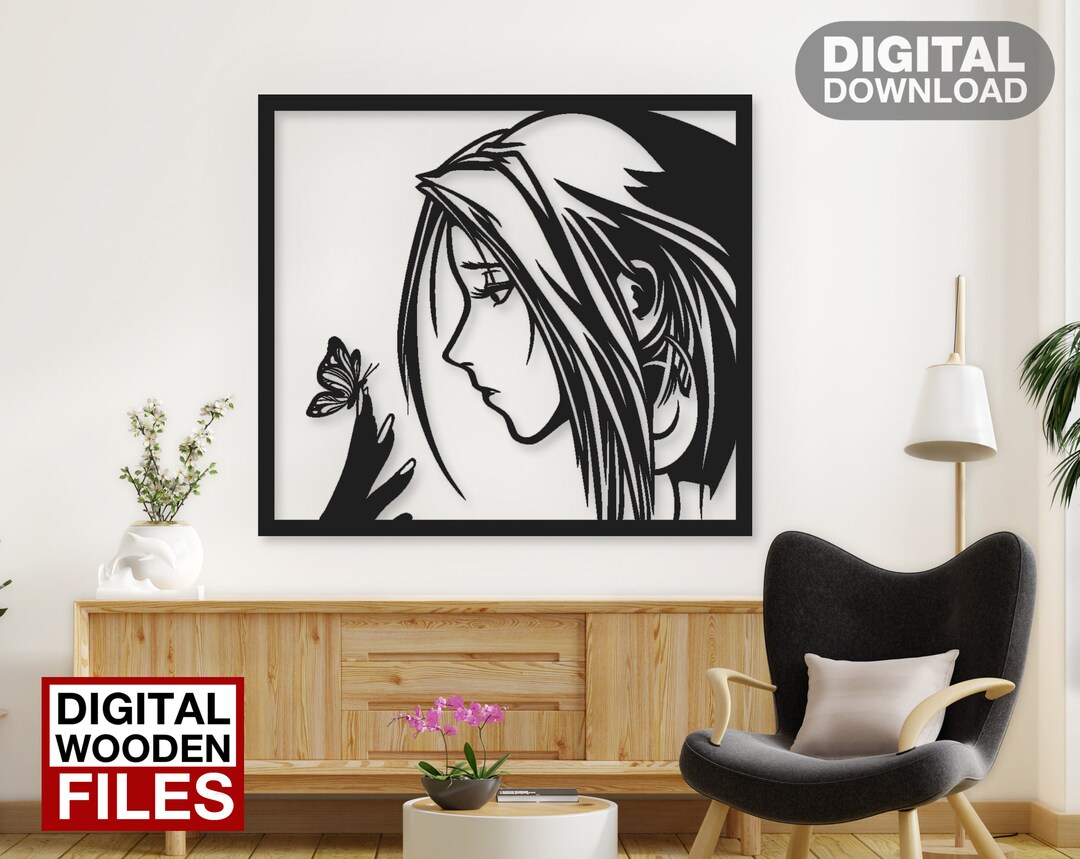 Anime Butterfly Laser Cut Svg Dxf Files Wall Sticker Engraving Decal ...