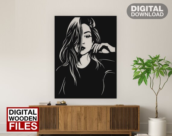 Cool Girl Woman Laser Cut Svg Dxf Files Wall Sticker Engraving | Etsy
