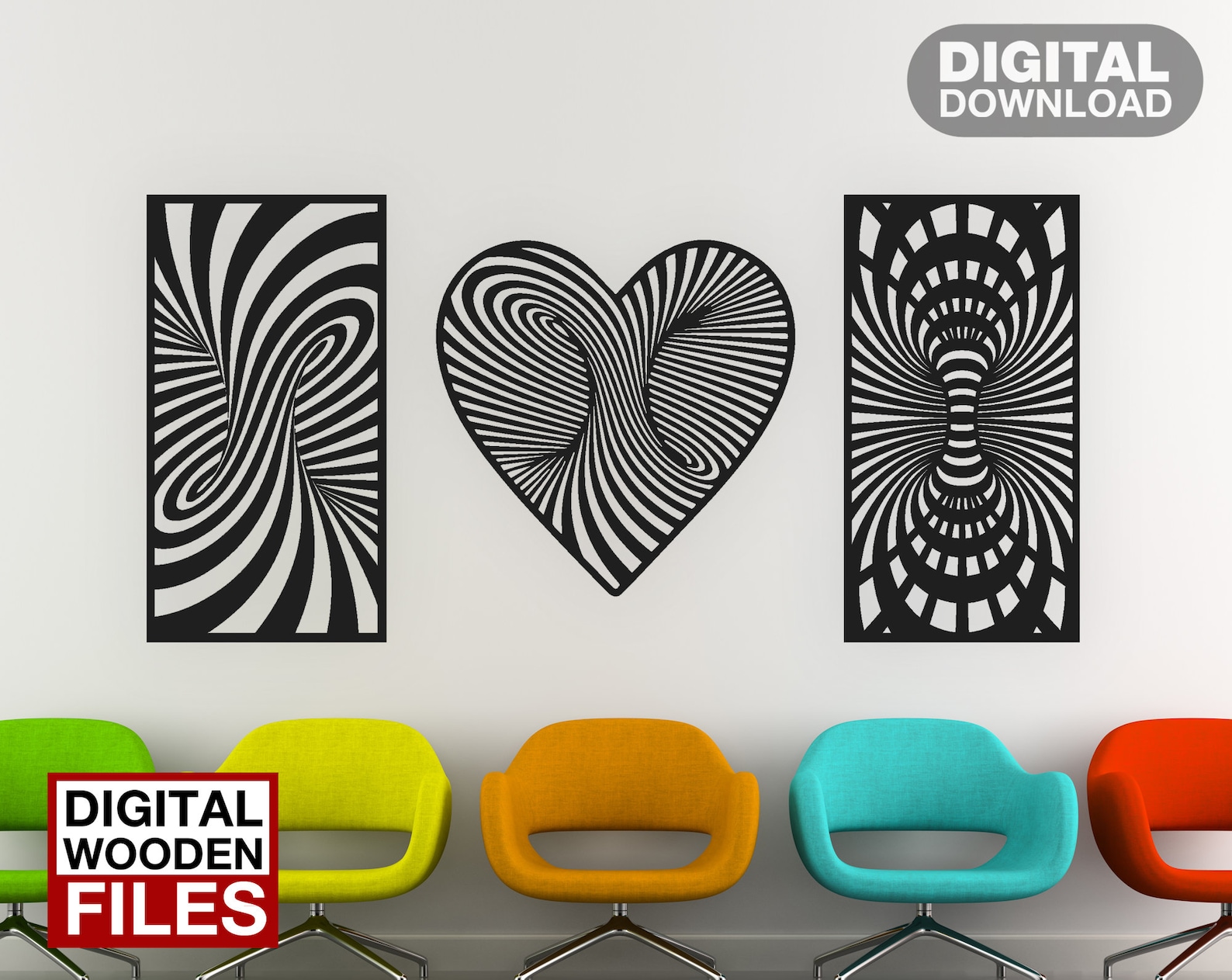 Triple Spiral Laser Cut Svg Dxf Files Wall Sticker Engraving - Etsy Israel