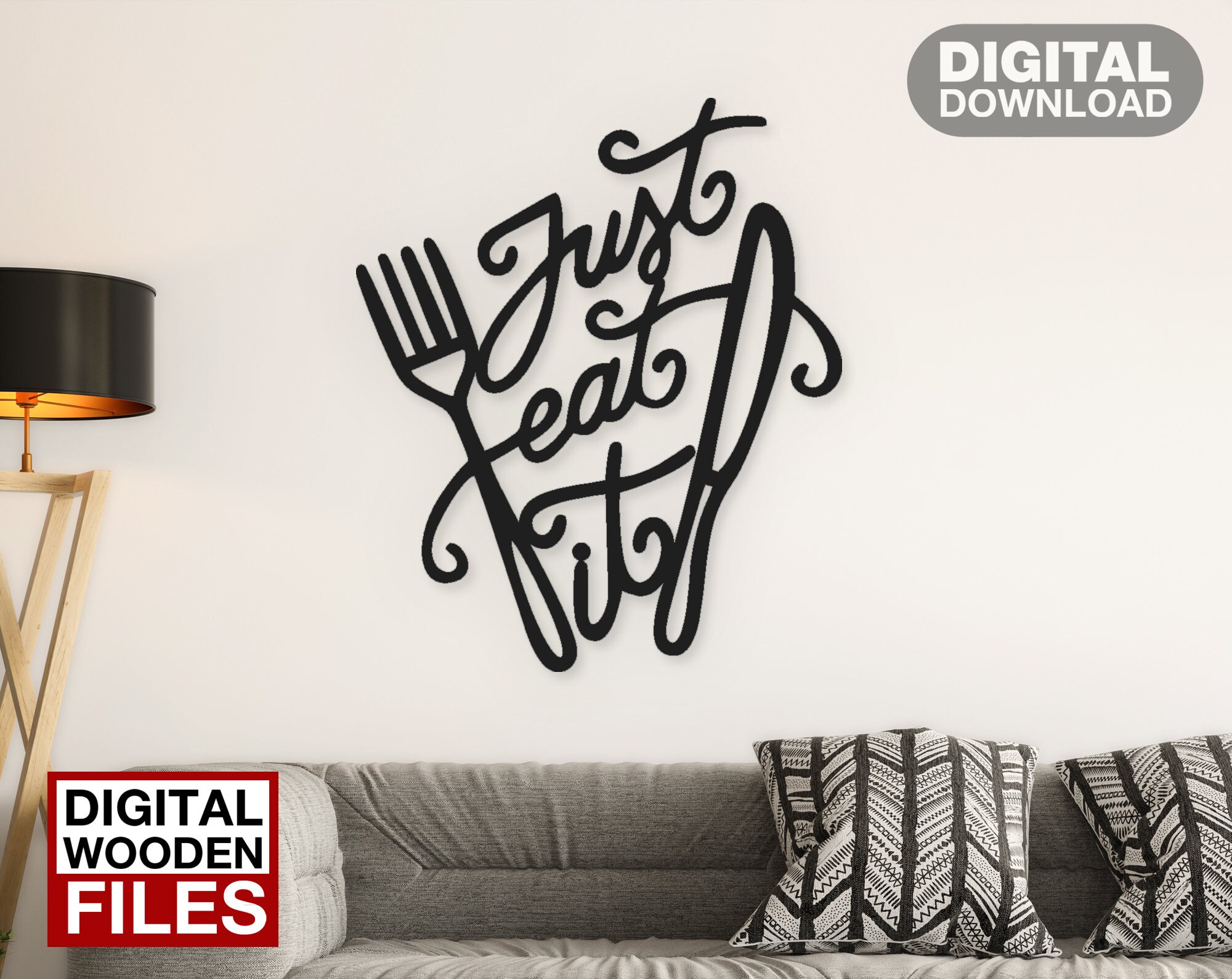 Just It Eat laser cut svg dxf files wall sticker engraving | Etsy