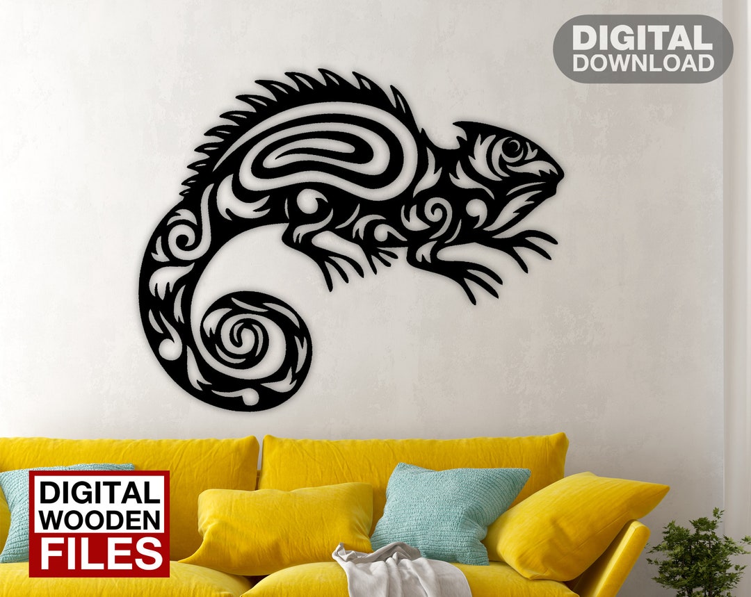 Lizard Decor Laser Cut Svg Dxf Files Wall Sticker Engraving Decal ...