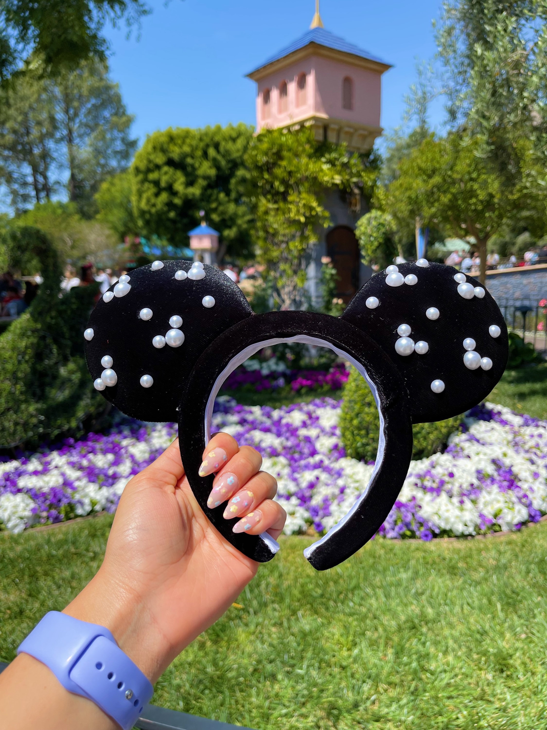 Black Velvet Mickey Pearl Padded Ears - Etsy