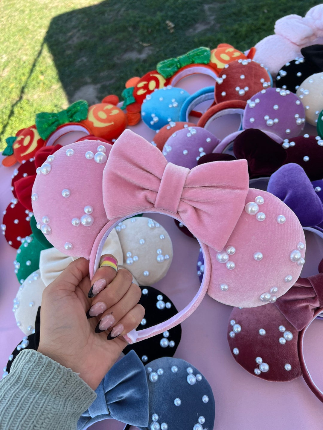 Light Pink Mickey Pearl Velvet Ears - Etsy