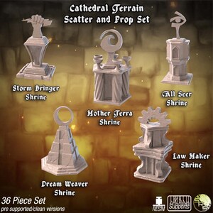 Cathedral Terrain - Church, Shrines, Urns, Pew, Organ, Bell, Chairs ...