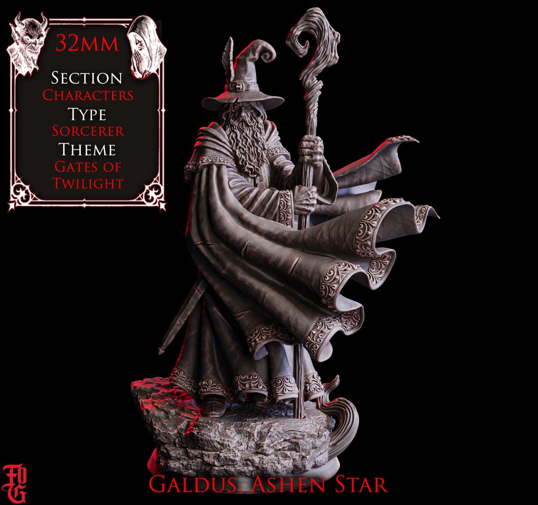 Galdus Ashen Star | 32mm Human Male Sorcerer Wizard | Resin Model for ...