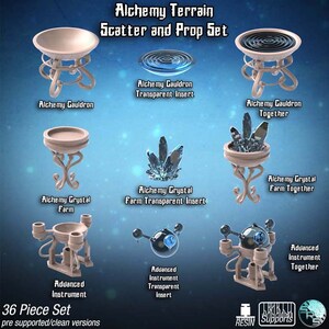 Alchemy Terrain - Tables, Workbench, Bottles, Flasks, Tanks, Cauldron ...