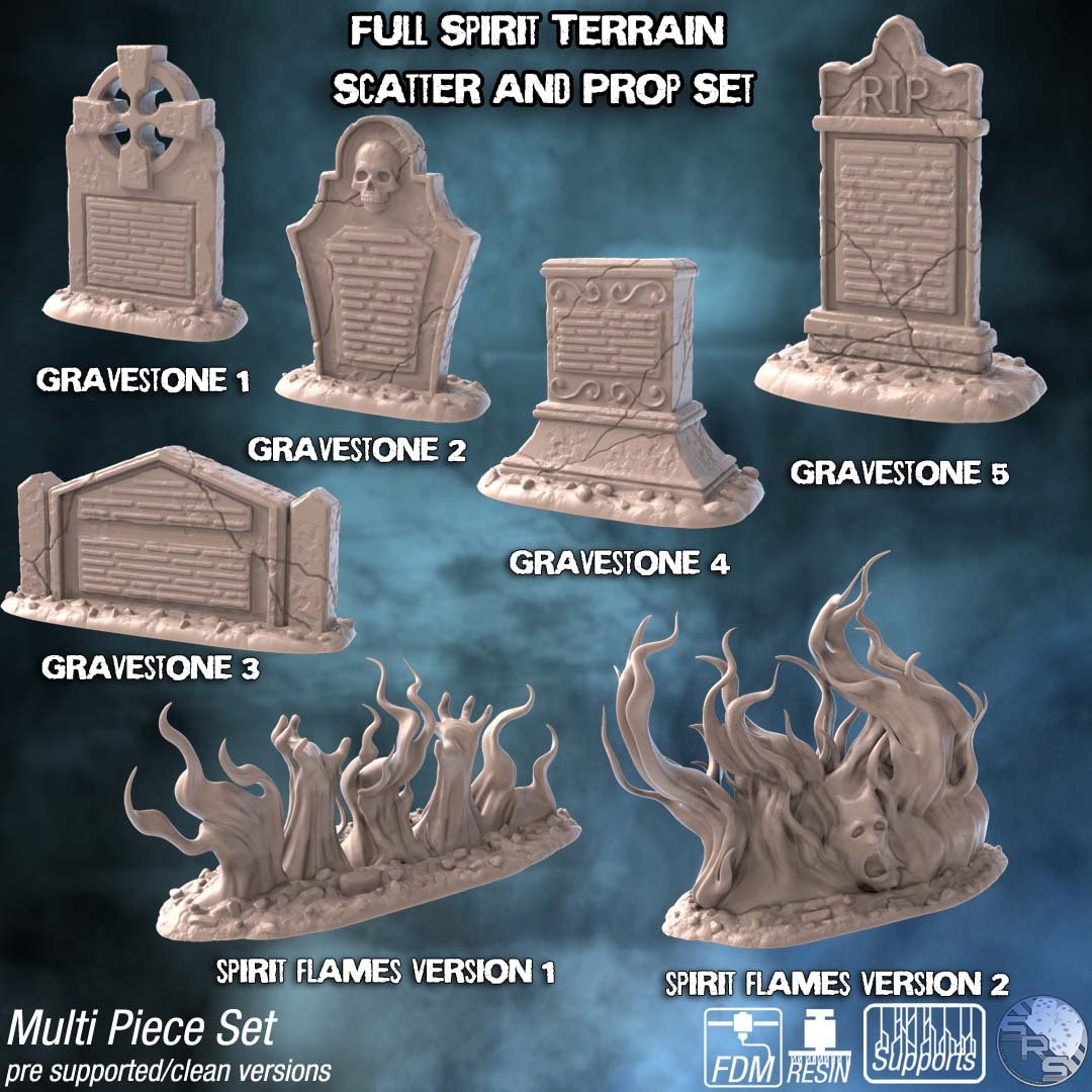 Spirit Terrain, Scatter, Scenery - Gravestone, Graveyard, Flames ...