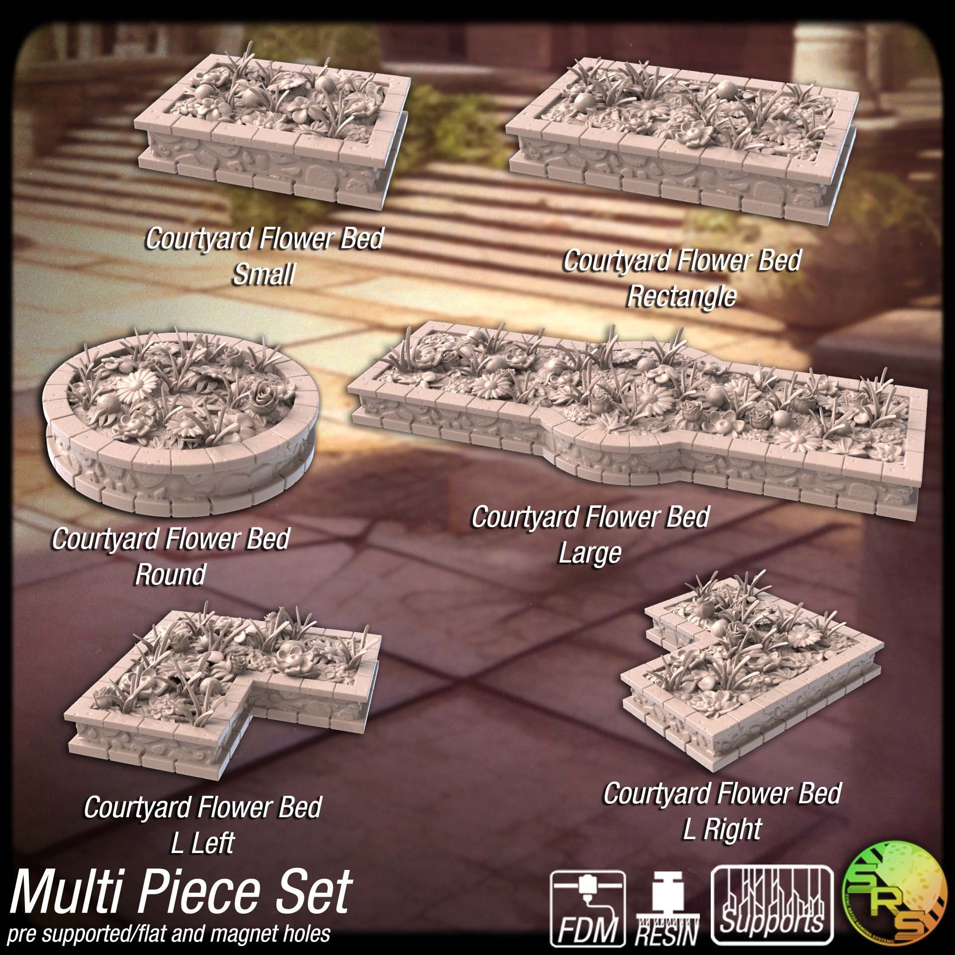 Courtyard Terrain - Pillars, Banners, Shrubbery, Plants, Flower Beds ...