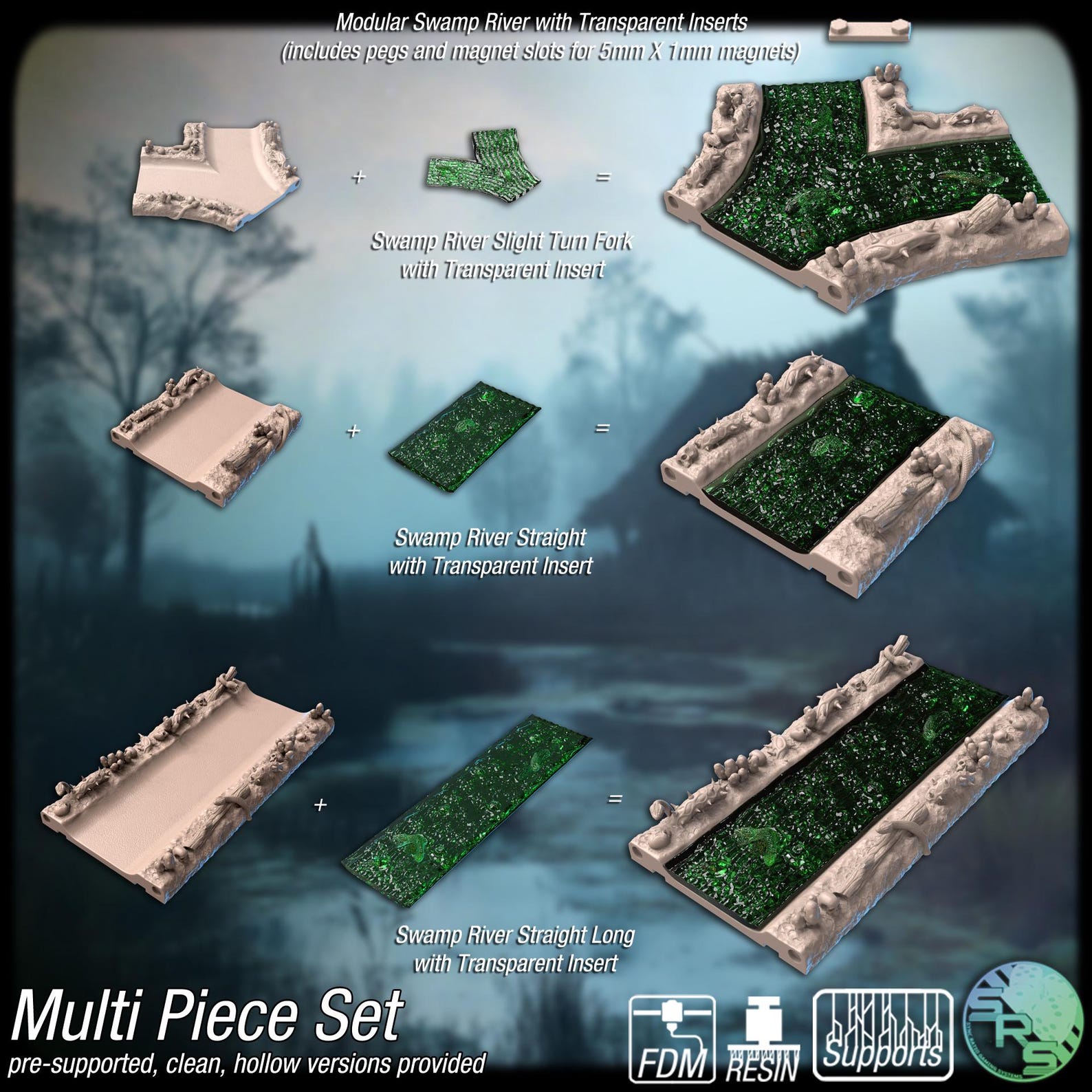 Poison Swamp Terrain - Logs, Trees, Docks, Bog, Skull, Pools, Huts, Hag ...