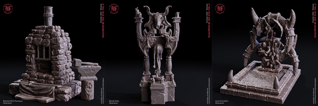 Flesh of Gods Scenery Vol.1 - Ballista, Dragon, Blood Altar, Blacksmith ...
