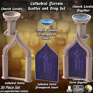 Cathedral Terrain - Church, Shrines, Urns, Pew, Organ, Bell, Chairs ...