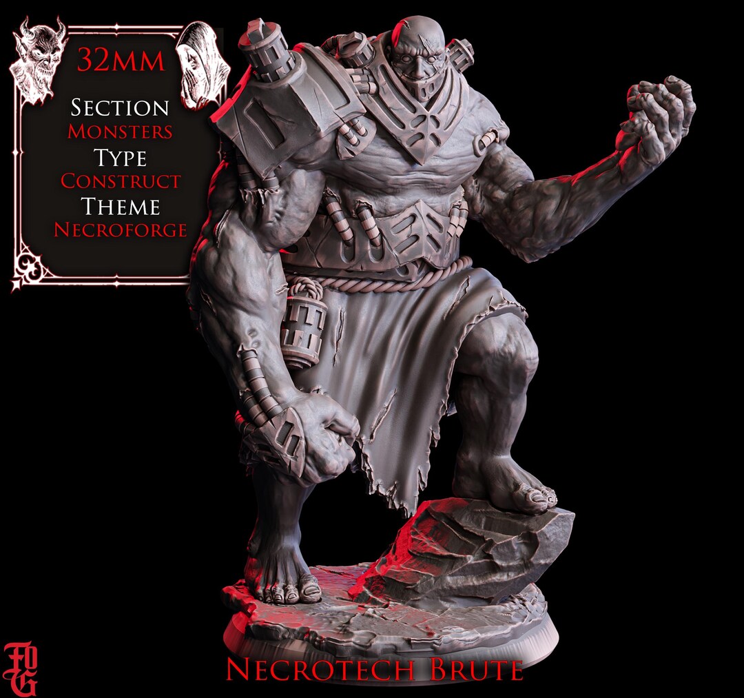 Necrotech Brute | 32mm Monster Miniature | Necroforge Construct Resin ...