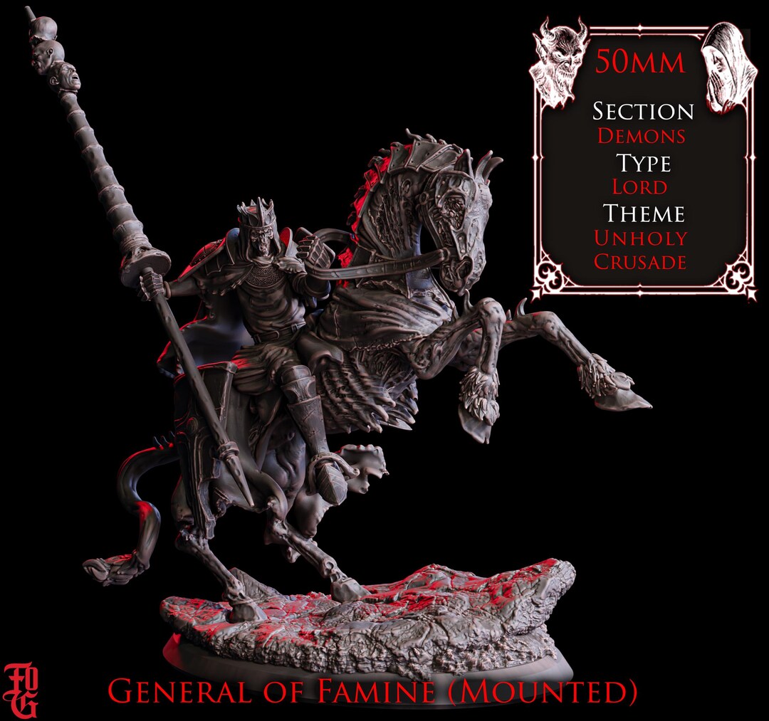 General of Famine Mounted | 50mm Demon Lord Miniature| Resin Model ...