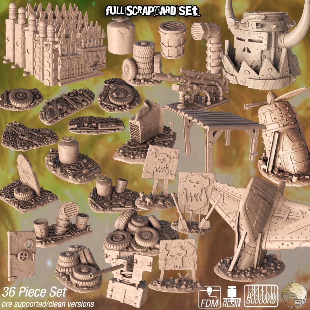 Scrapyard Set Terrain - Metal, Tires, Planes, Signs, Bomb - Gaslands ...