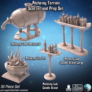 Alchemy Terrain - Tables, Workbench, Bottles, Flasks, Tanks, Cauldron ...