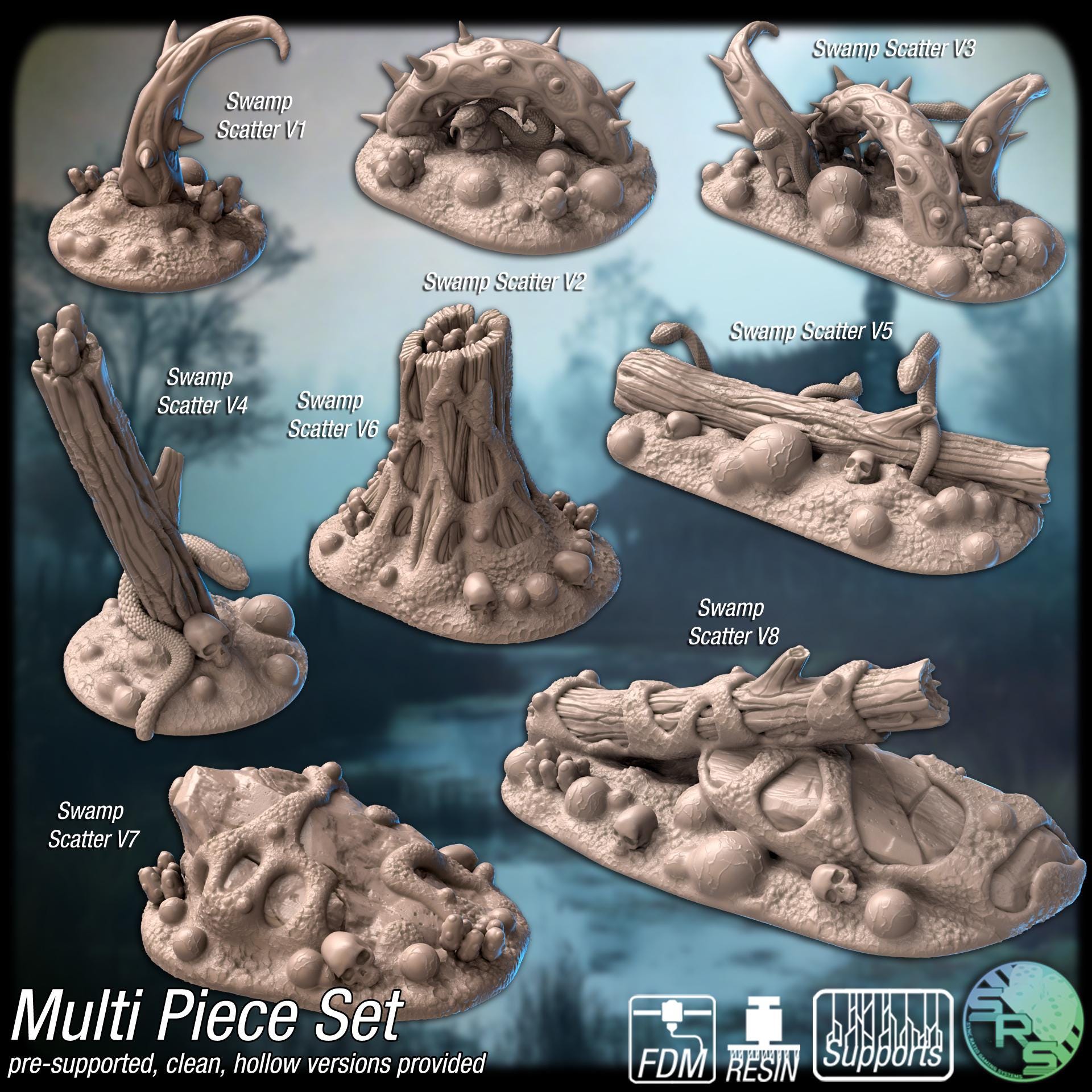 Poison Swamp Terrain - Logs, Trees, Docks, Bog, Skull, Pools, Huts, Hag ...