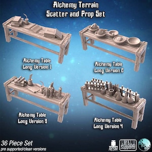 Alchemy Terrain - Tables, Workbench, Bottles, Flasks, Tanks, Cauldron ...