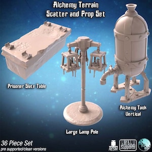 Alchemy Terrain - Tables, Workbench, Bottles, Flasks, Tanks, Cauldron ...