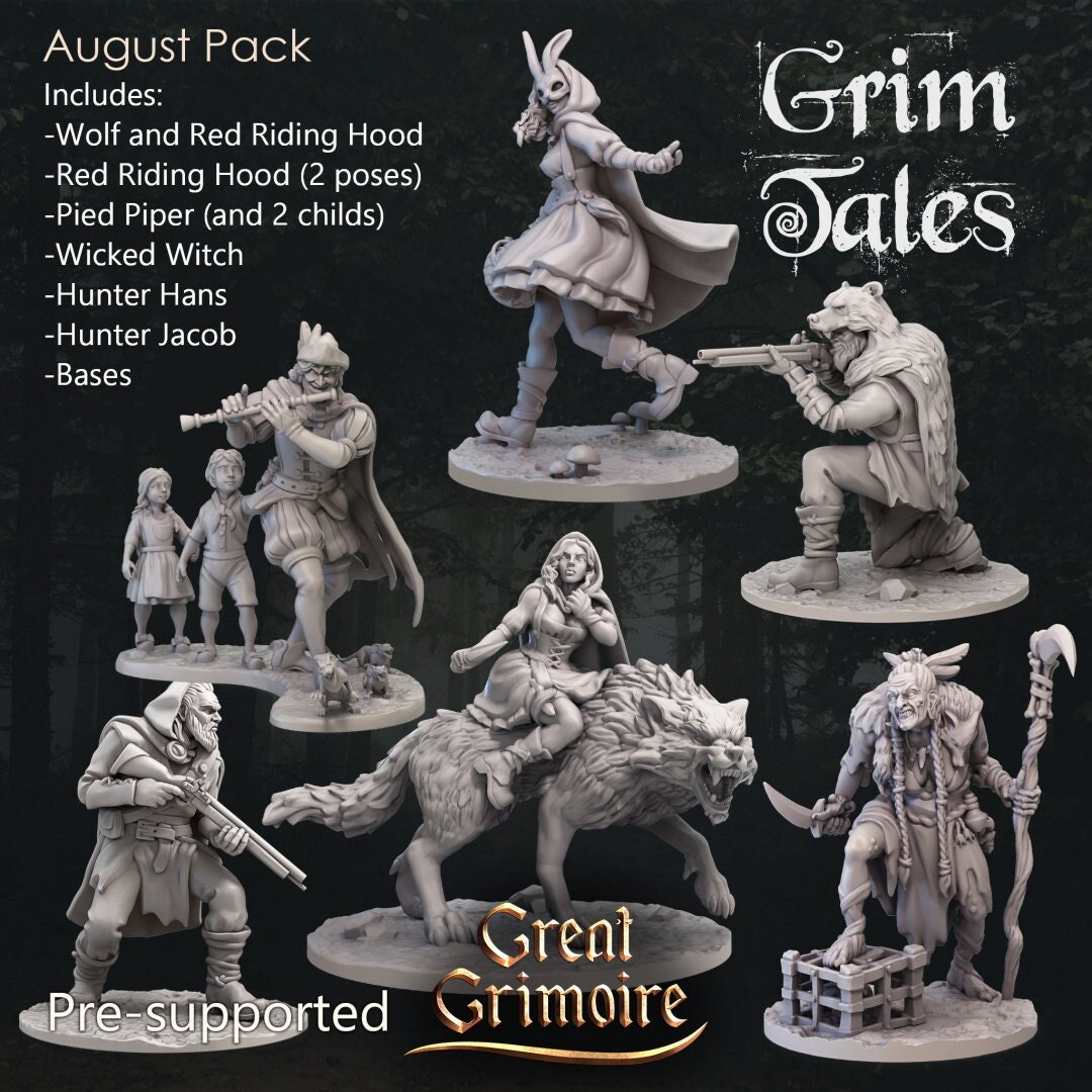 Grim Tales - Red Riding Hood, Wolf, Hunters, Wicked Witch, Pied Piper ...