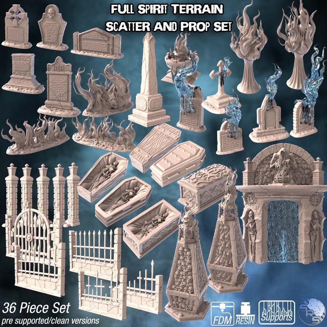 Spirit Terrain, Scatter, Scenery - Gravestone, Graveyard, Flames ...