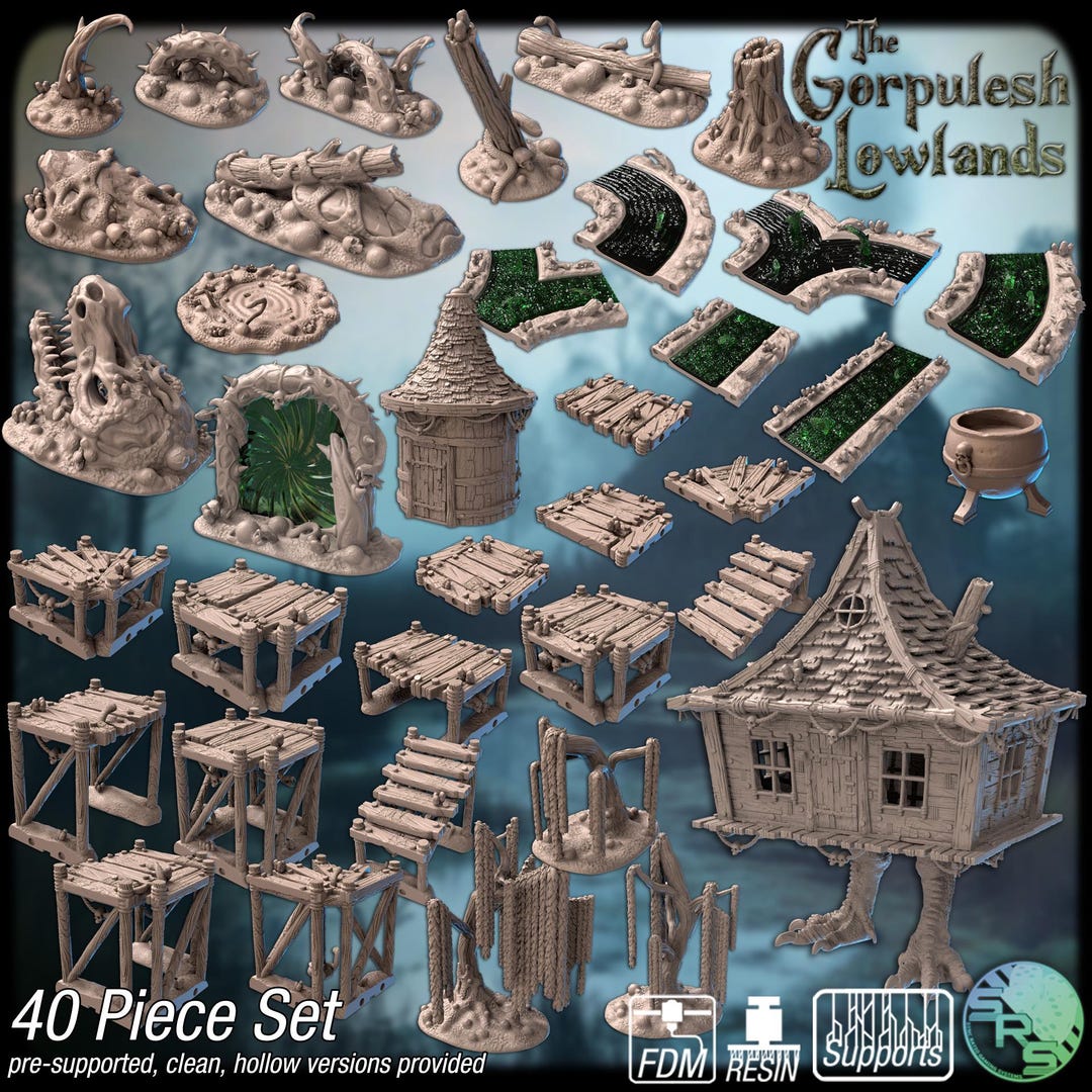 Poison Swamp Terrain - Logs, Trees, Docks, Bog, Skull, Pools, Huts, Hag ...